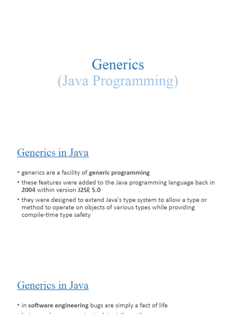 Generics Slide Pdf Class Computer Programming Method Computer Programming