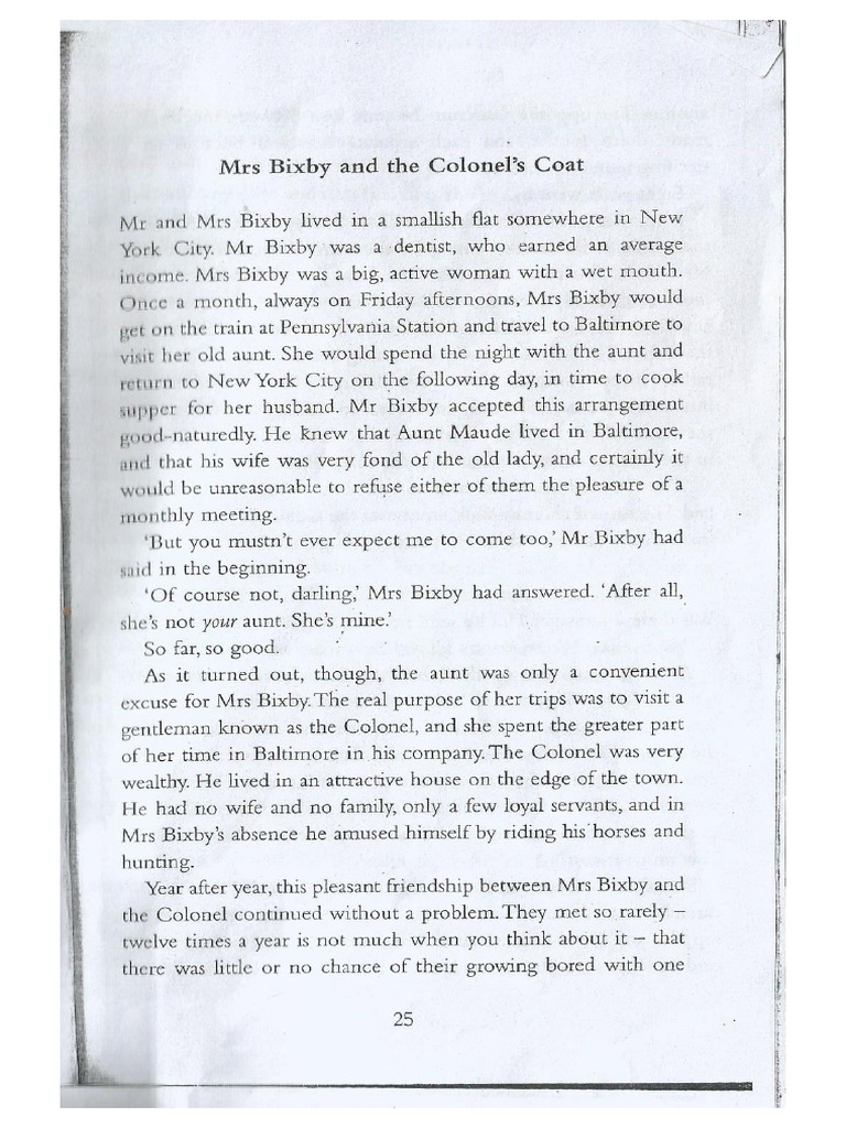 Mrs Bixby and The Colonel's Coat | PDF