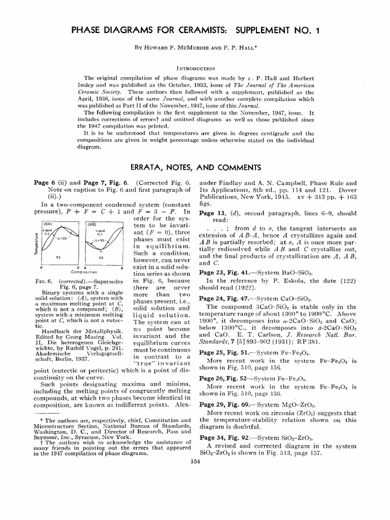 Phase Diagrams For Ceramists Supplement No. 1 | PDF | Crystallization ...