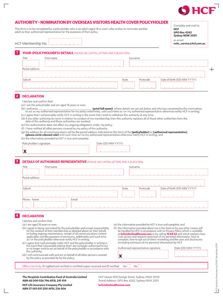 HCF Authority Nomination Form | PDF | Law