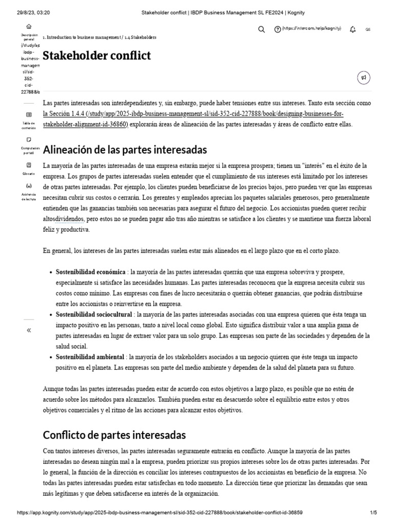 Stakeholder Conflict - IBDP Business Management SL | PDF | Business ...