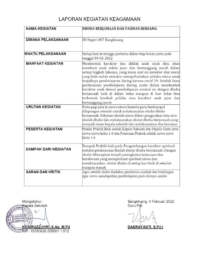 LAPORAN KEGIATAN KEAGAMAAN - PDF Free Download | PDF