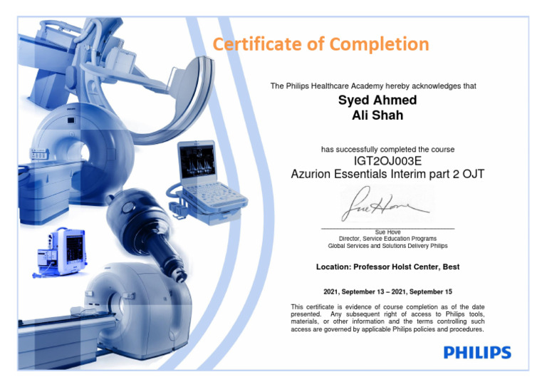 Syed Ahmed Ali Shah Certificate of Completion | PDF