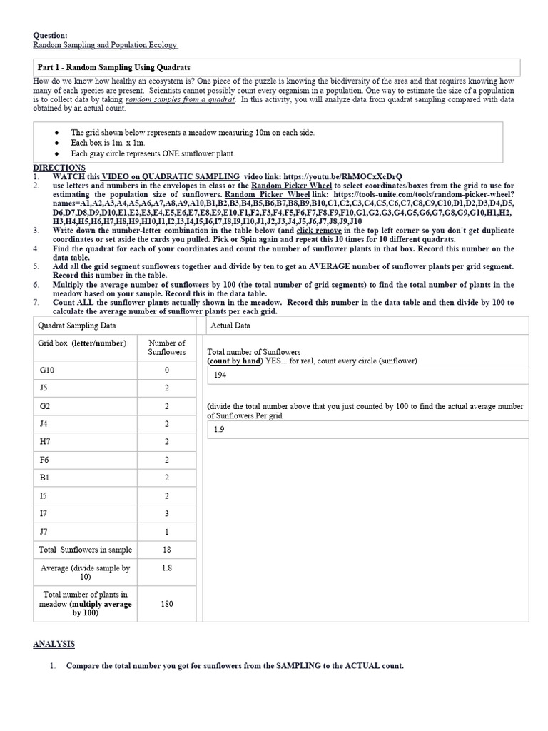 Random Sampling Quadrat Method | PDF | Sampling (Statistics) | Chess