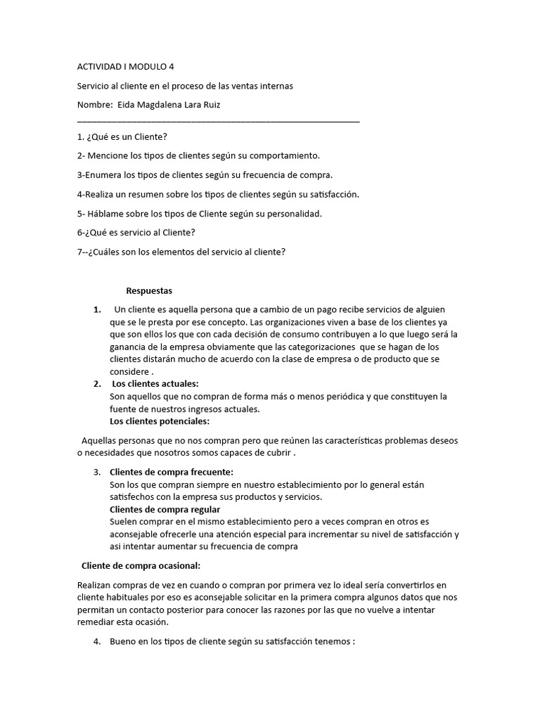 Actividad 1 Modulo 4 Infotep | PDF | Cliente | Business