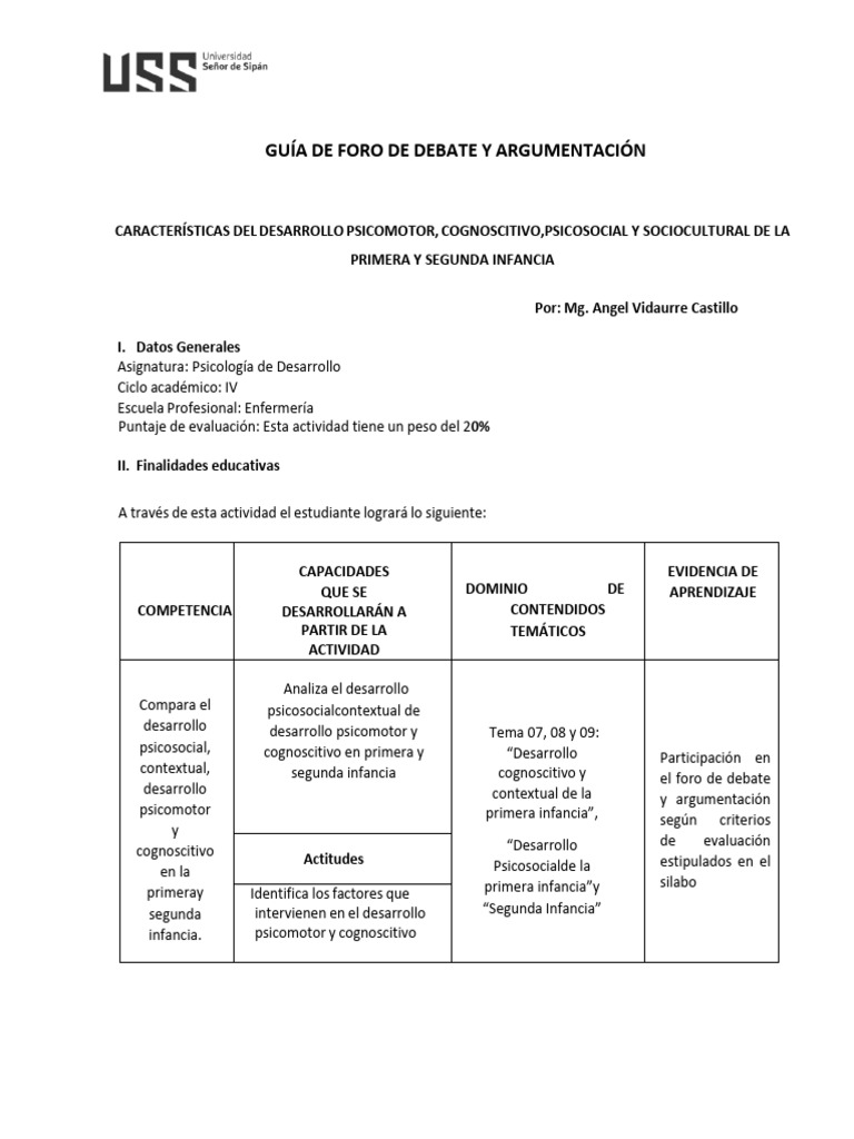 Guía de Foro de Debate y Argumentación Psicologia Del Desarrollo | PDF