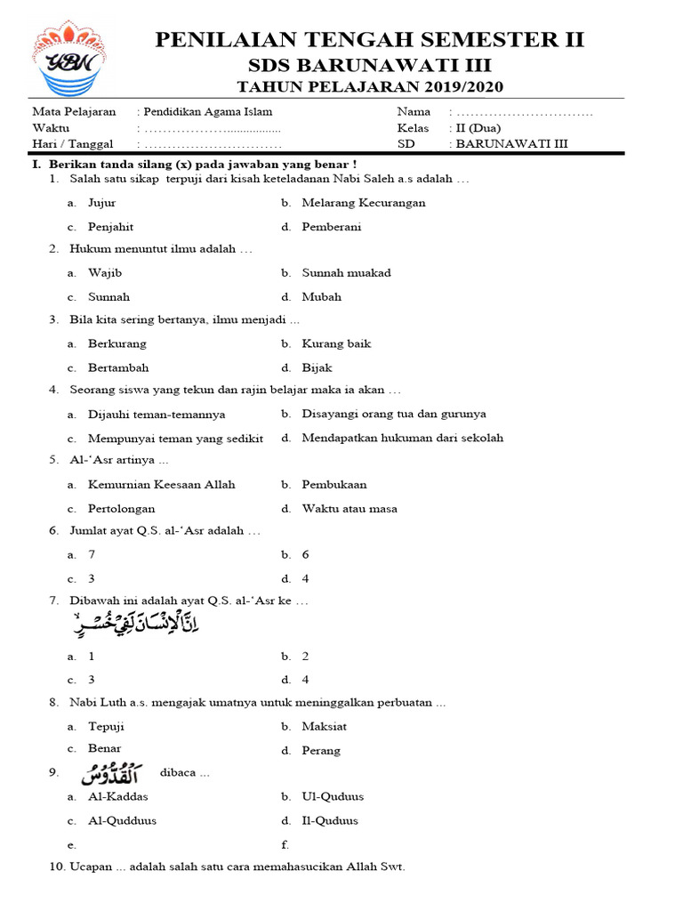 Soal Pat Pai KLS 2 | PDF
