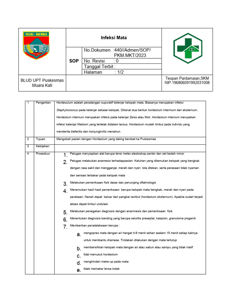 Sop Infeksi Mata | PDF