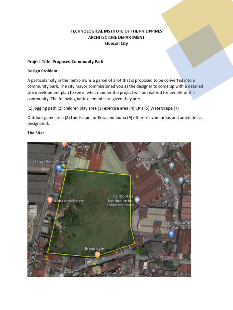 Design 6 Problem Community Park | PDF