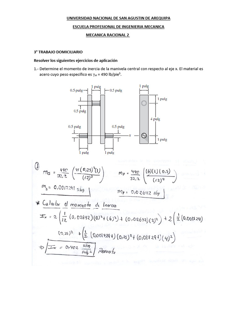 3 Trabajo Domiciliario Mecanica Racional 2 Grupo C. | Descargar gratis PDF | Masa | Rigidez