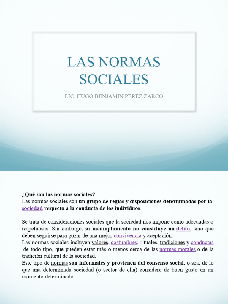 Las Normas Sociales | PDF | Comportamiento | Sociedad