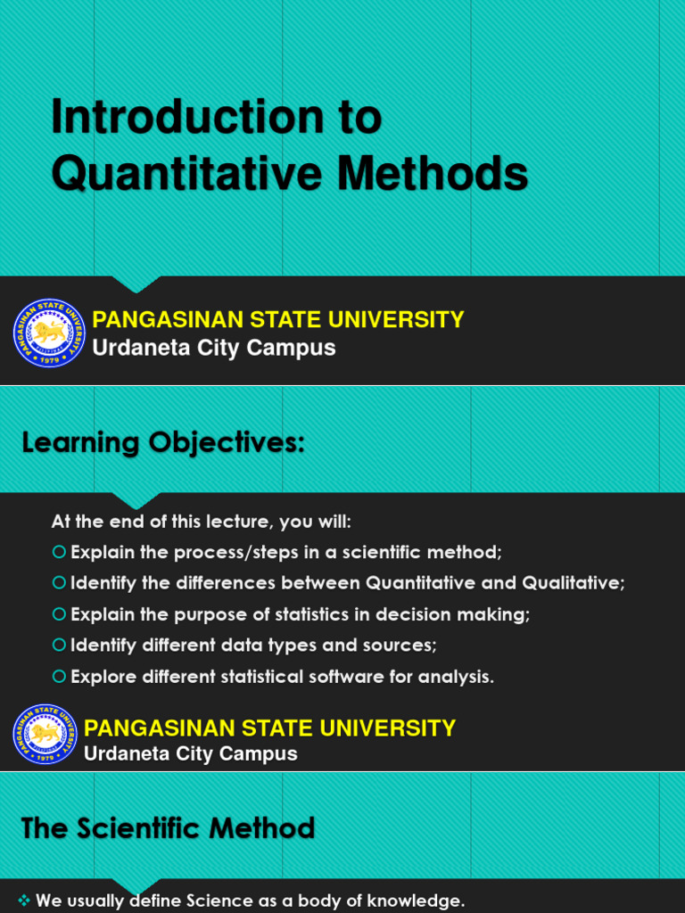 Chapter 1- Introduction to Quantitative Methods | PDF | Methodology | Spss