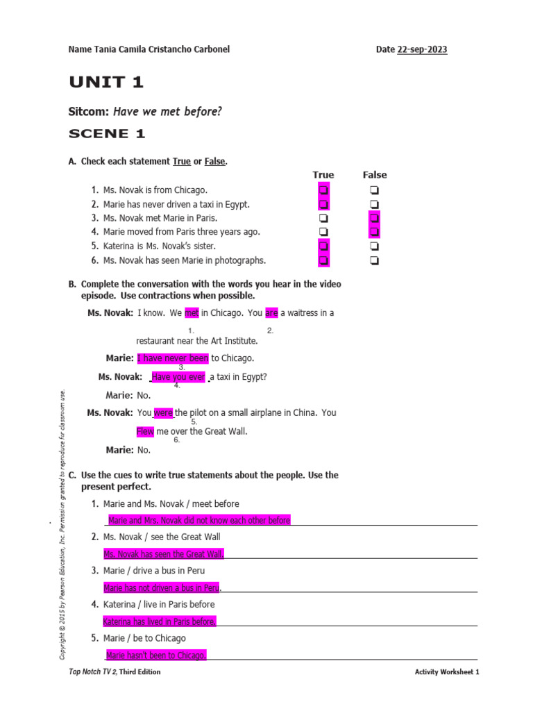 Present Perfect Resuelto. | PDF