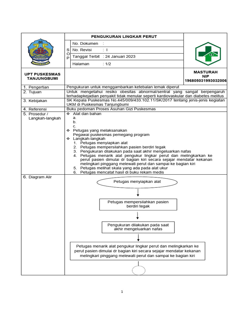 Sop Lingkar Perut Puskesmas Tanjungbumi | PDF | Sains & Matematika