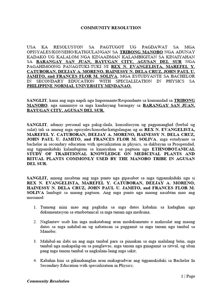 Community Resolution Ncip 2 | PDF