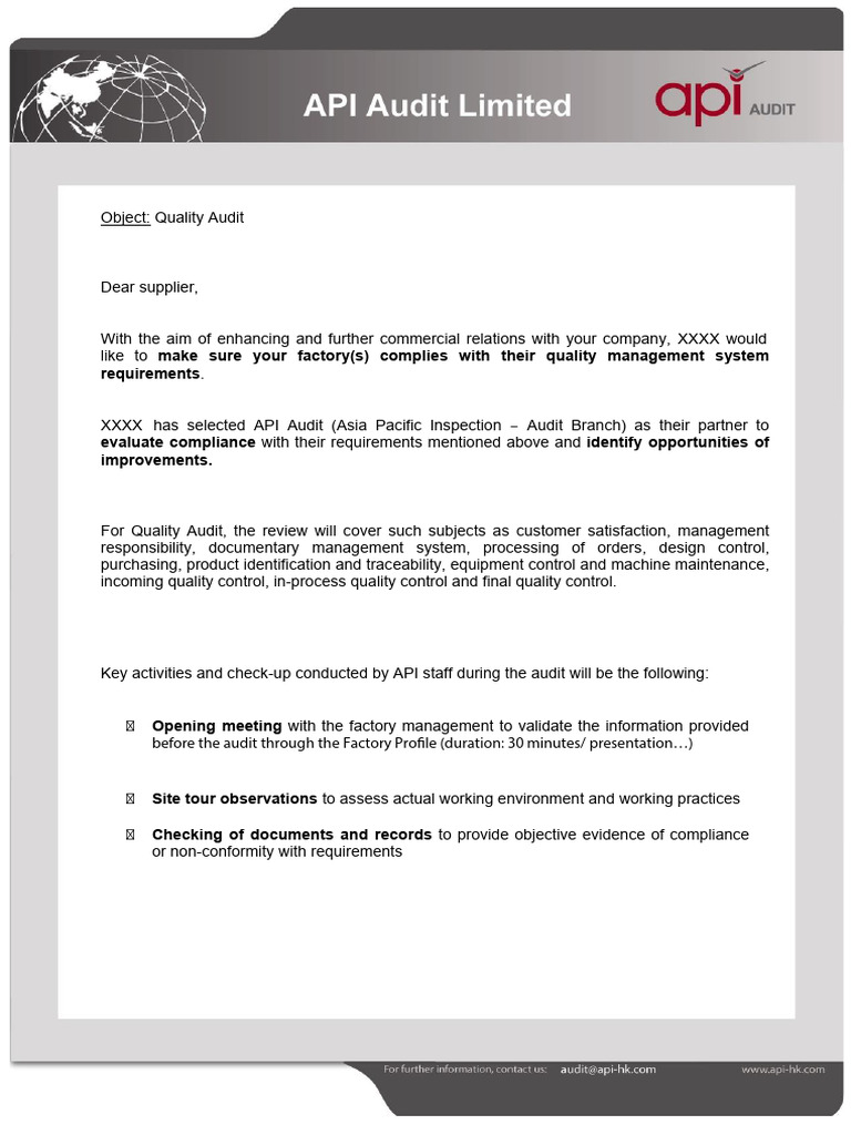 Quality Audit Process Overview | PDF