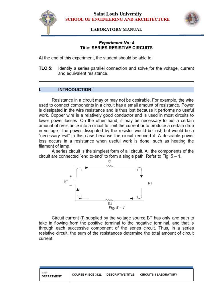Series Resistive Circuits Experiment | PDF