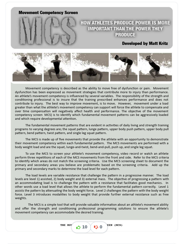 Movement Competency Screen Form 1st Year College - Compress | PDF ...