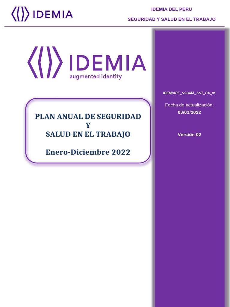 Plan Anual de Seguridad y Salud en El Trabajo 2022 | PDF | Seguridad y salud ocupacional | Valores