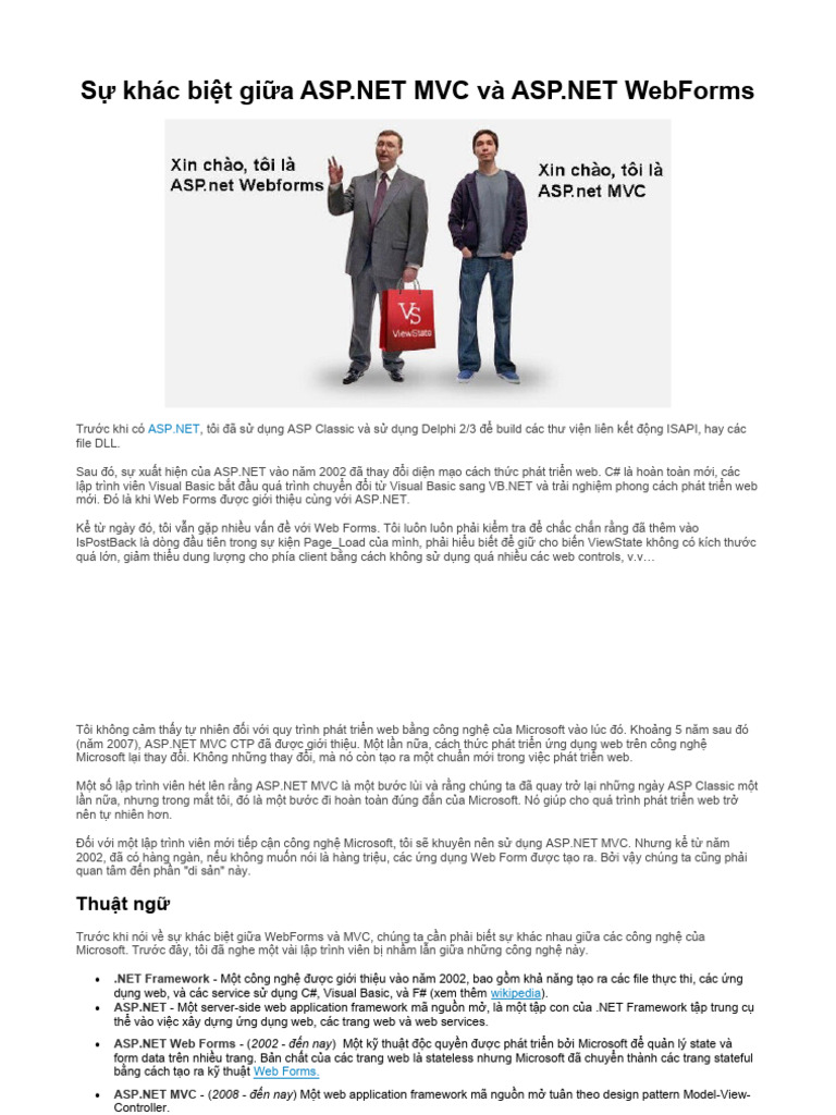 ASP.NET MVC và ASP.NET WebForms | PDF