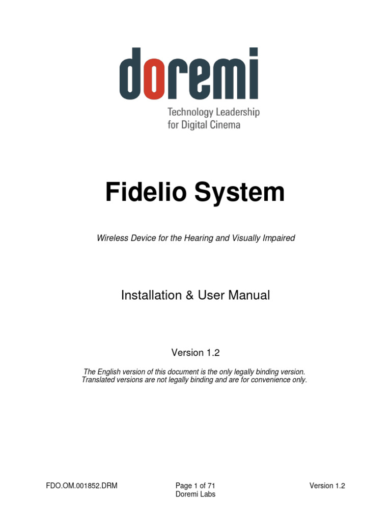 Fidelio System: Installation & User Manual | PDF | Usb | Tablet Computer