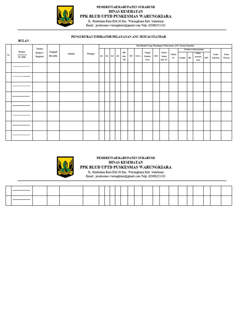 Form Indikator Mutu ANC Sesuai Standar | PDF