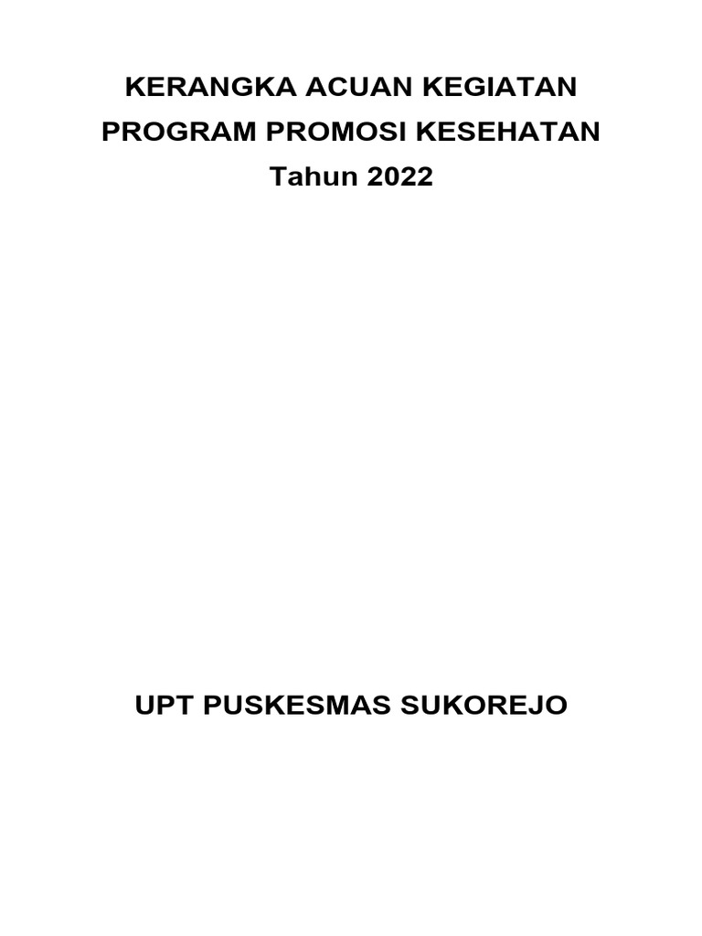 Kak Program Promosi Kesehatan 2022 | PDF