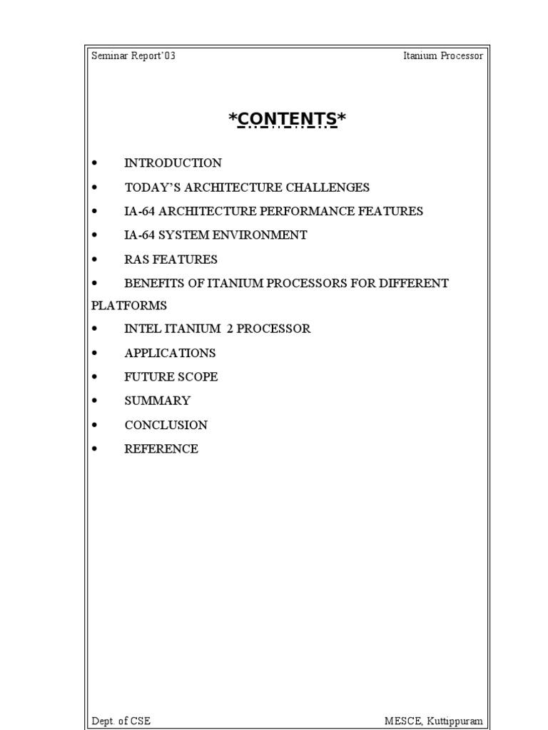 Itanium Processor Seminar | PDF | Instruction Set | 64 Bit Computing