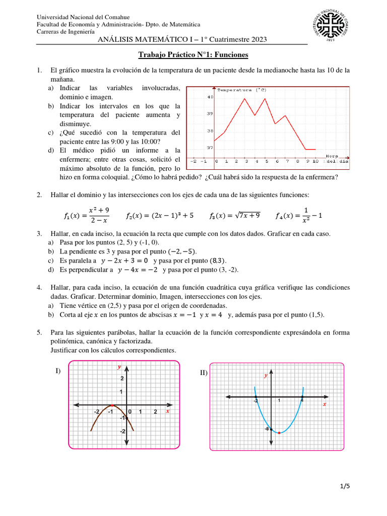TP N°1-Funciones 1°C 2023 | PDF | Función (Matemáticas) | Asíntota