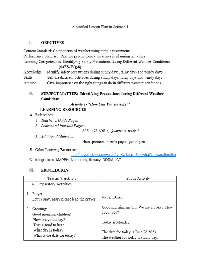 A Detailed Lesson Plan in Science 4 Edited | PDF