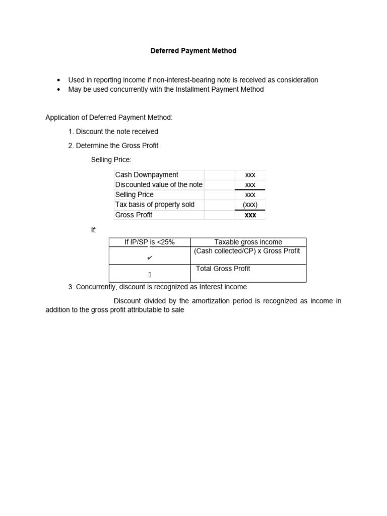 Deferred Payment Method | PDF | Finance & Money Management | Law