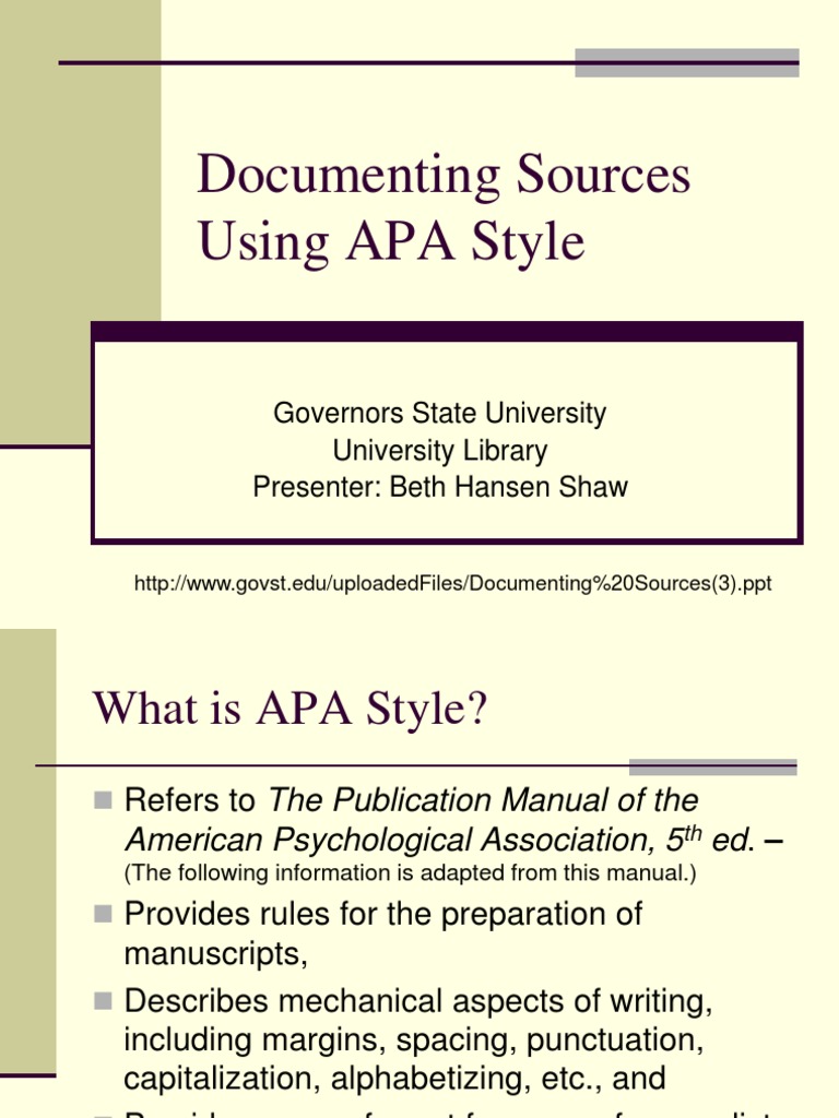APA Style Source Documentation Guide | PDF | Social Science | Science ...