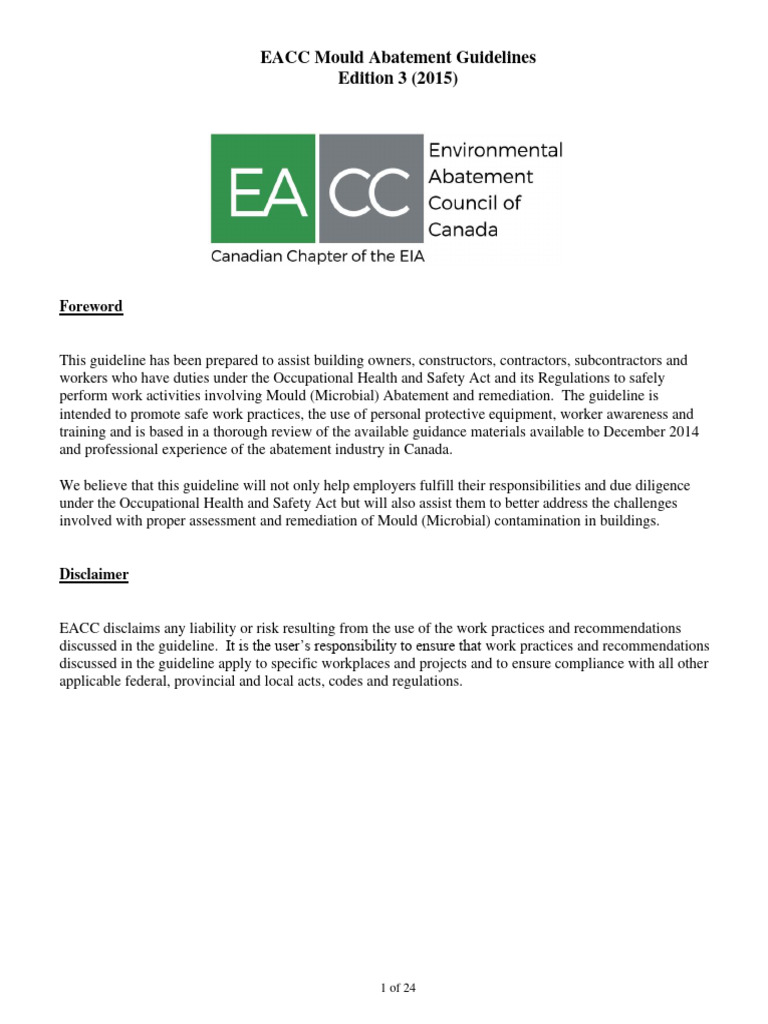 EACC Mould Guideline April 2015 | PDF