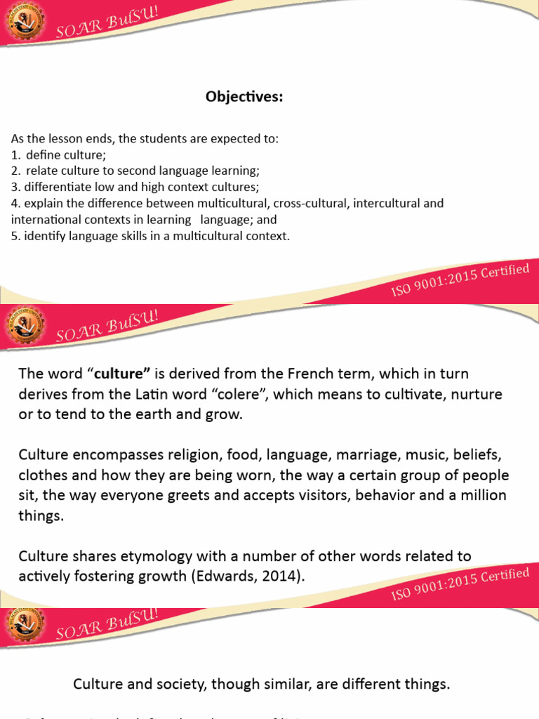 Unit 1 Lesson 7 Ppt. On CULTURE | PDF | Communication | Cross Cultural ...