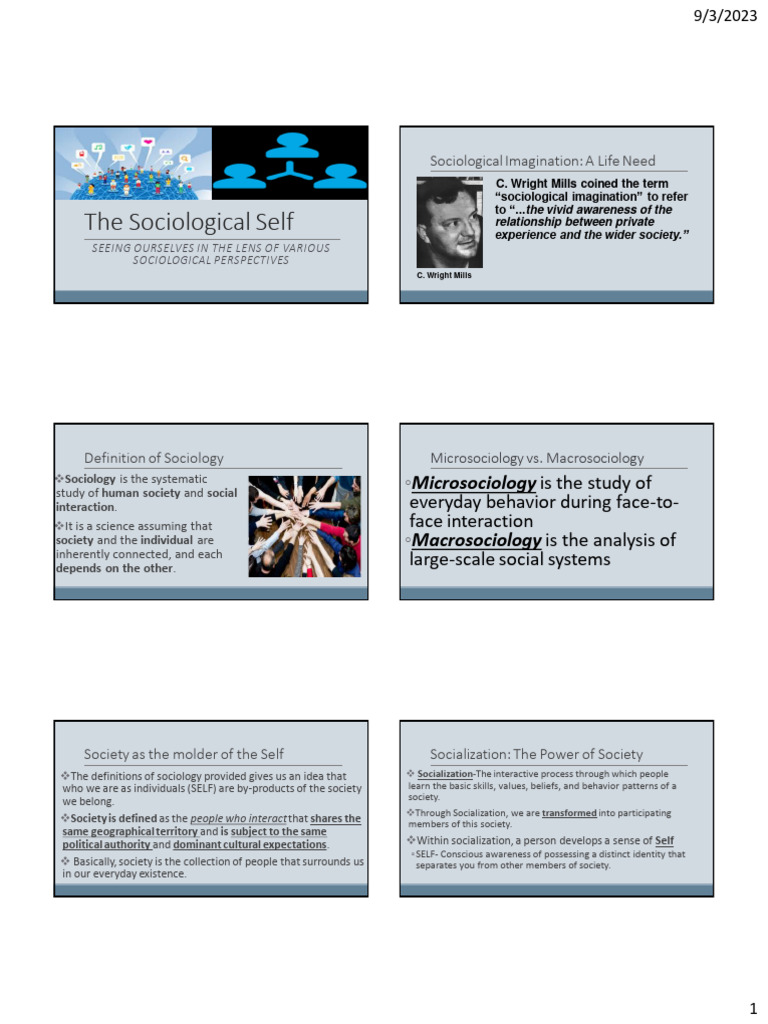 CHAPTER 2 - The Sociological Self | PDF | Socialization | Sociology CHAPTER 2 - The Sociological Self | PDF | Socialization | Sociology