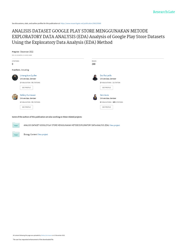 Analisis Dataset Google Playstore Menggunaka Eda | PDF