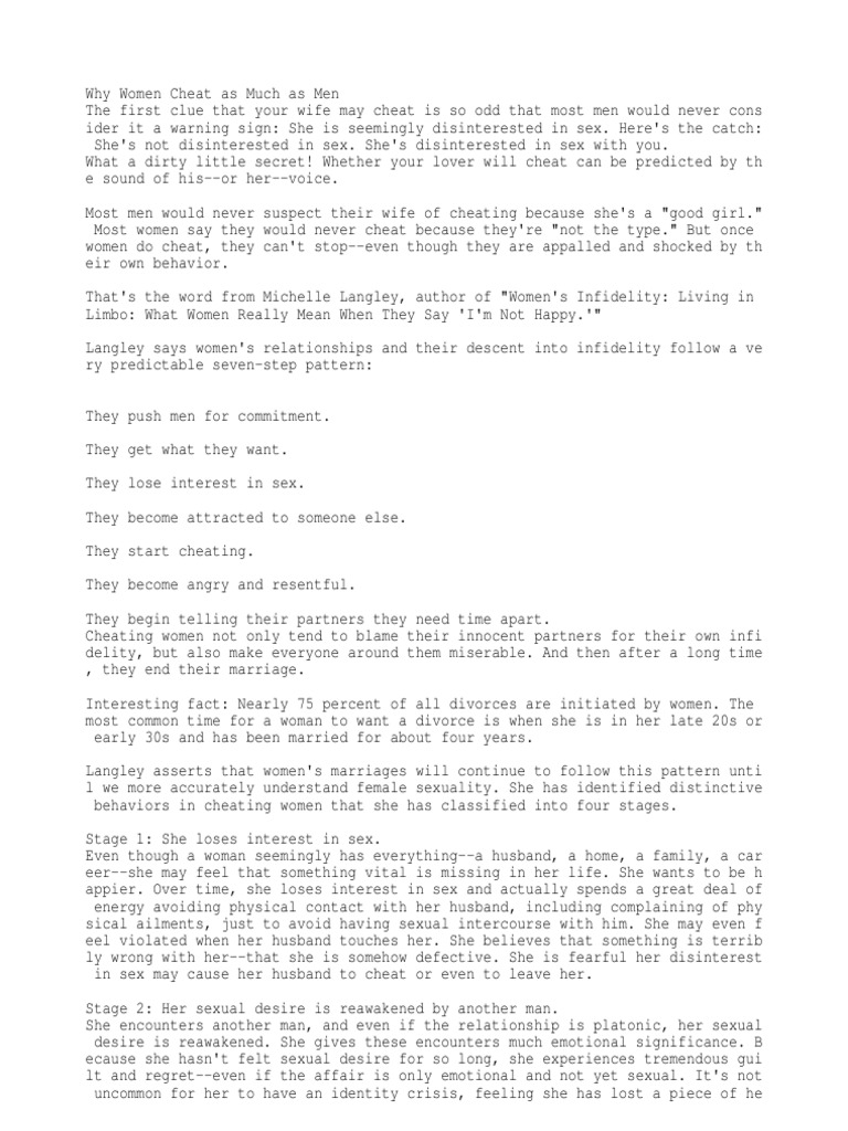Why Women Cheat!!!!!!!!!!!! | PDF | Infidelity | Sexual Intercourse