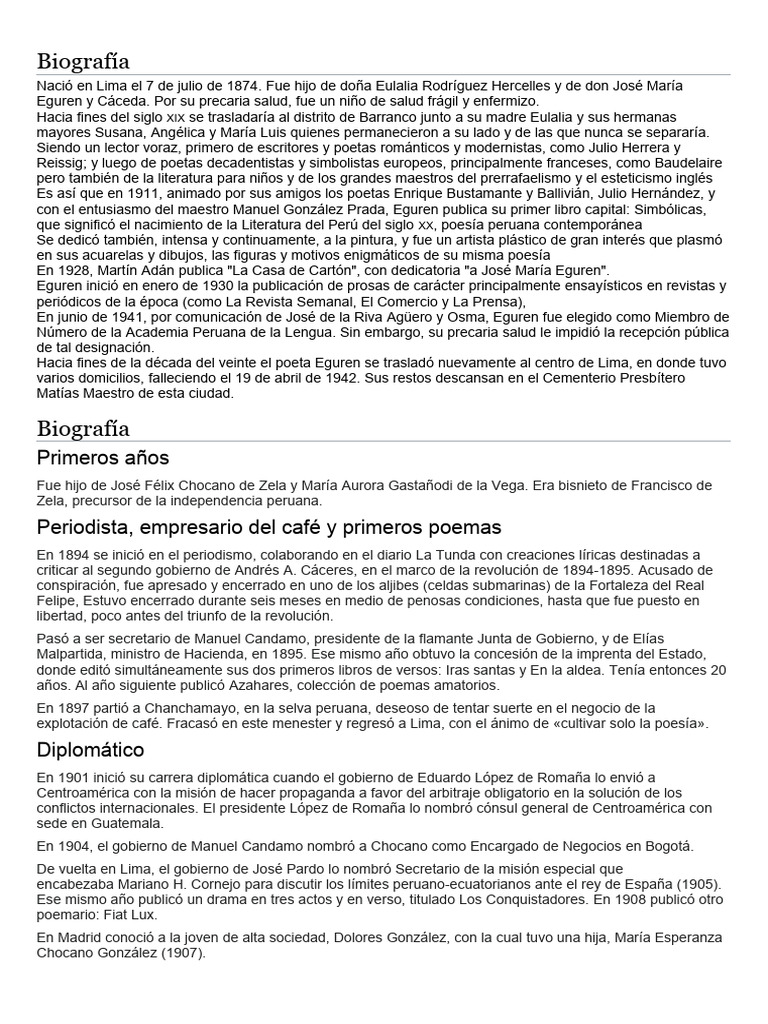 Biografia Unu | PDF | Lima | Perú