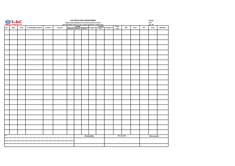 Electrical Daily Log sheet | PDF