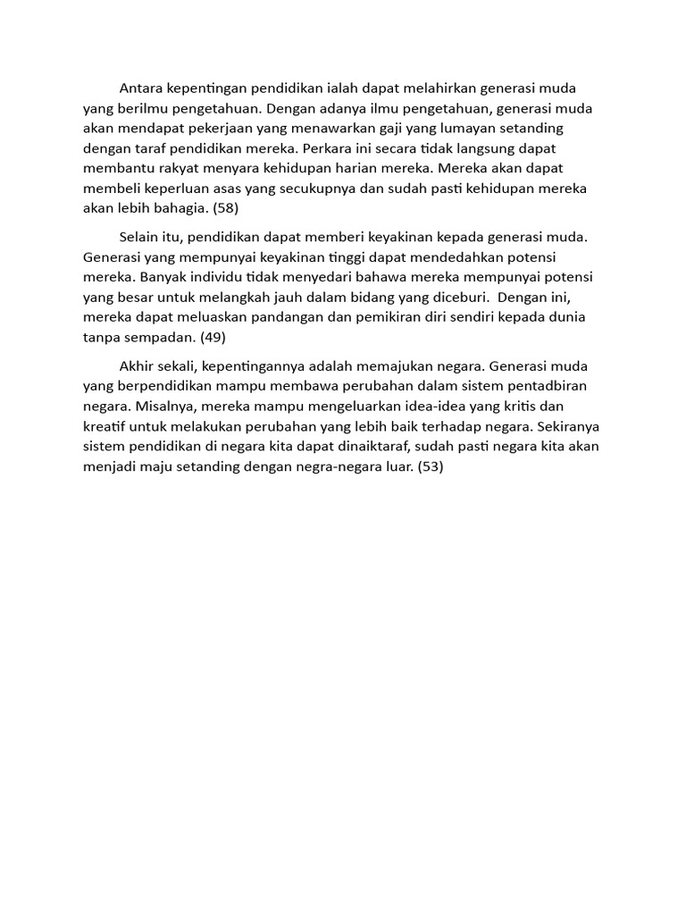 BM (Bahagian B) - Jelaskan Kepentingan Pendidikan Kepada Generasi Muda | PDF