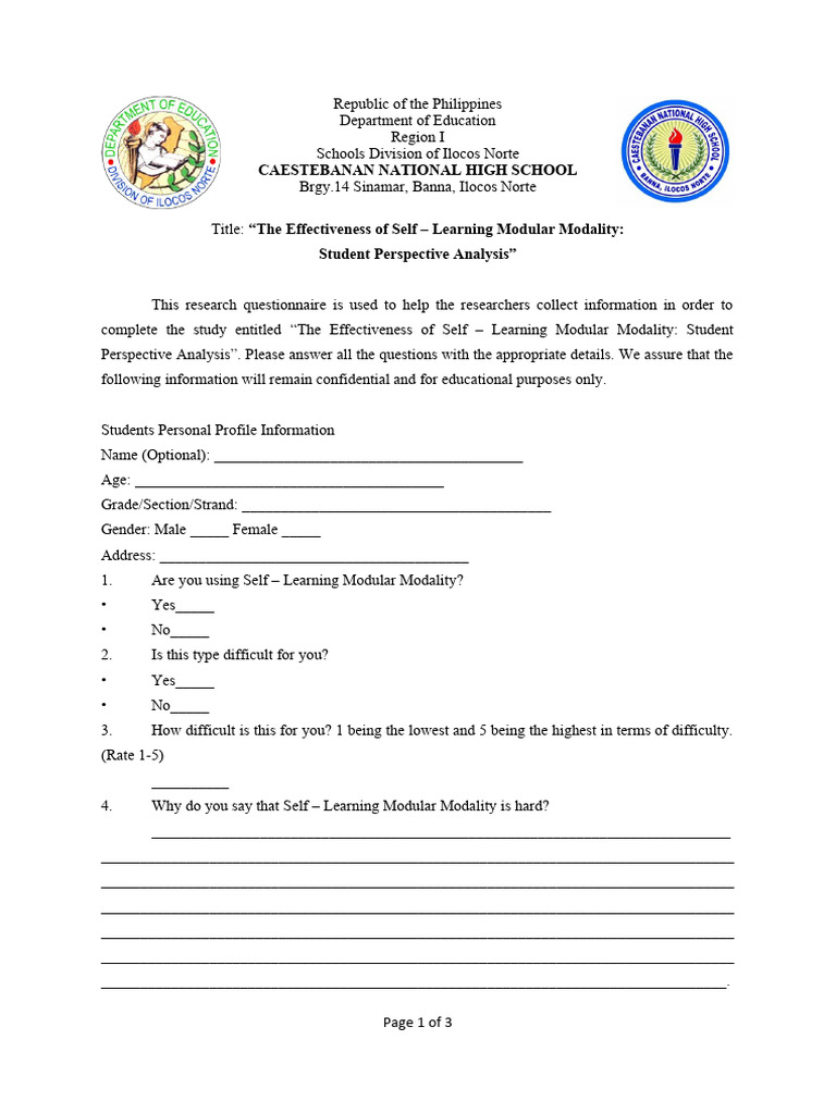 Research Grade 12 Questionnaire | PDF