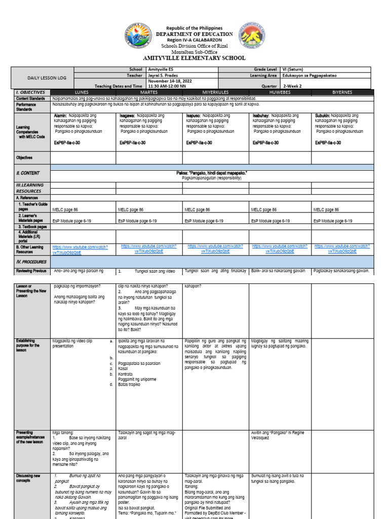 Dll-Esp 6 Q2-WK2 | PDF