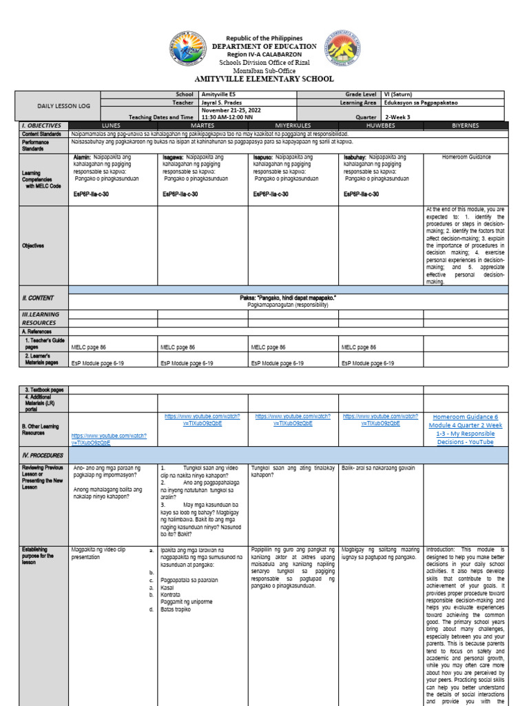 Dll-Esp 6 Q2-WK3 | PDF