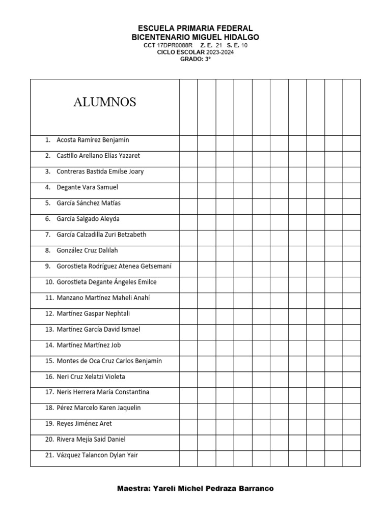 Lista de Alumnos | PDF