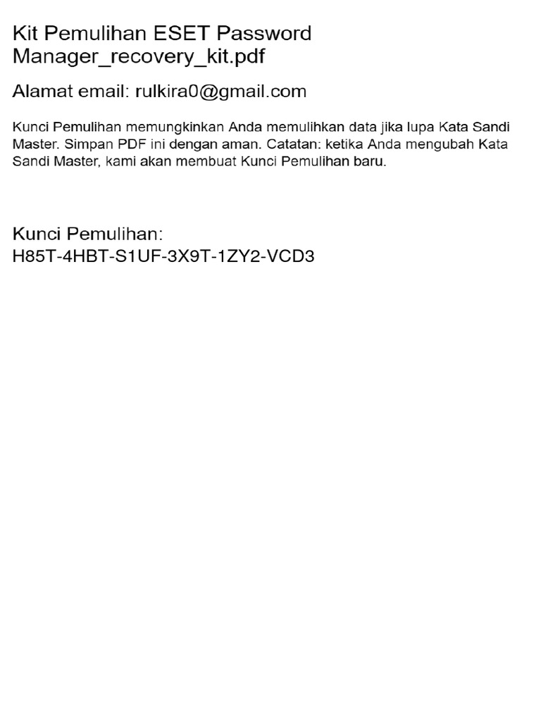 ESET Password Manager - Recovery - Kit | PDF
