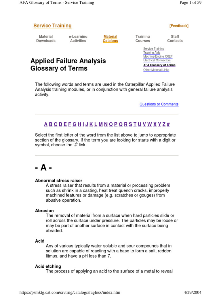 AFA Glossary of Terms | PDF | Fracture | Heat Treating