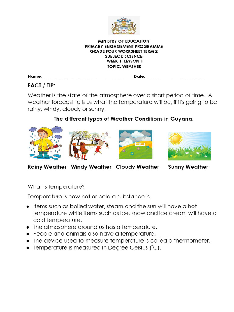 Grade 4 Science: Weather & Temperature | PDF | Science & Mathematics