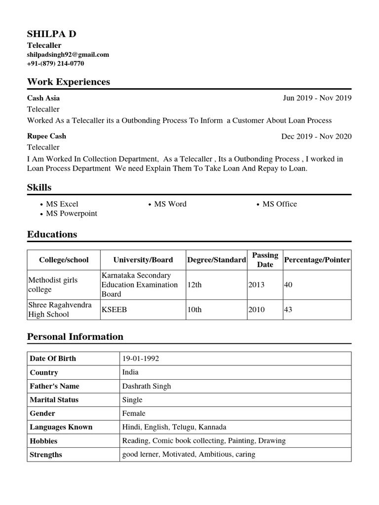 SHILPA Resume | PDF