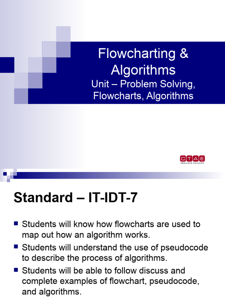Unit 5 Flowcharting Algorithms IDT | PDF | Algorithms | Computer ...