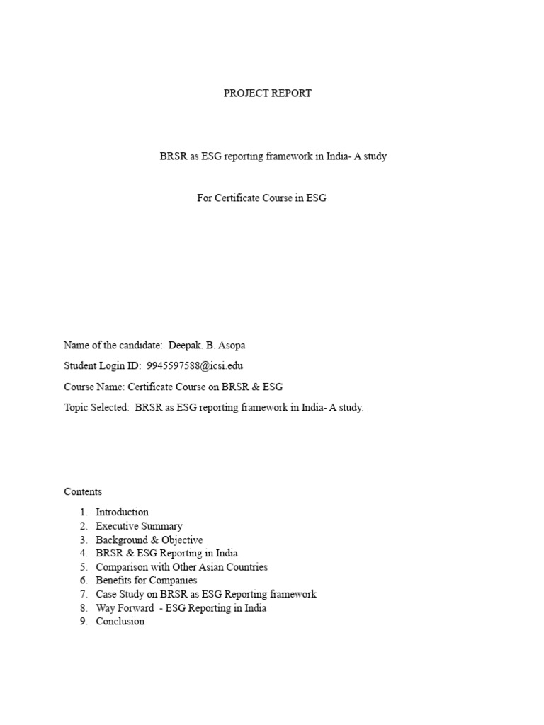 Project Report Esg Download Free Pdf Corporate Social